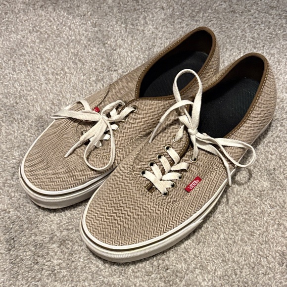 Vans | Shoes | Vans New Era Herringbone Tan Sneakers With White Accents ...